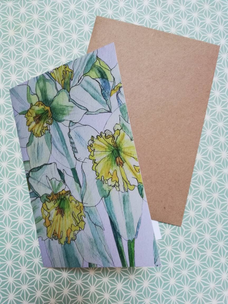 Daffodils Greetings Card, Spring Flowers Greetings Card, Daffodils Card ...