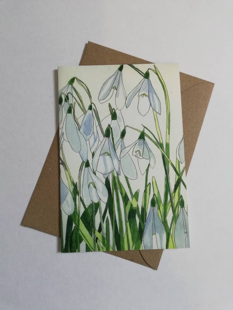 Snowdrops Card, Snowdrops Flower Card, Snowdrops Painting, Flowers ...