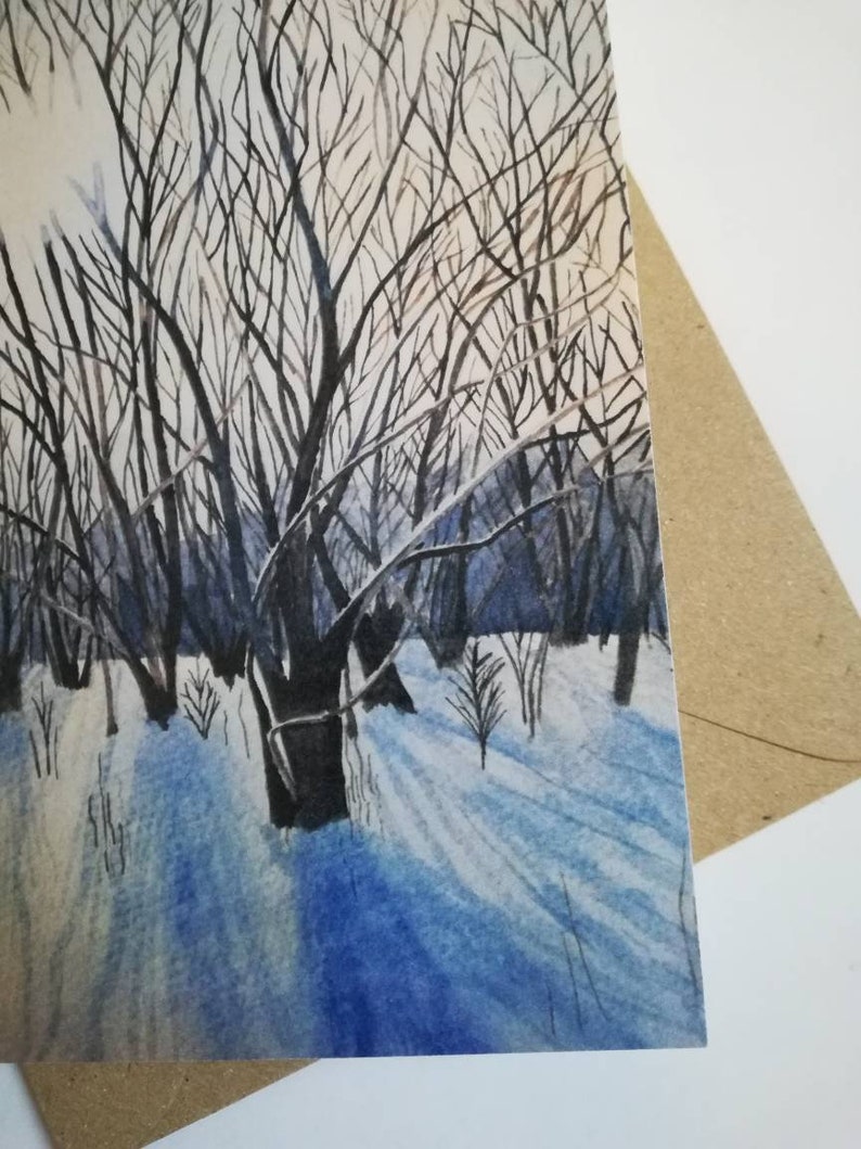 Winter Landscape Blank Greetings Card,blank Winter Greetings Card,blank ...