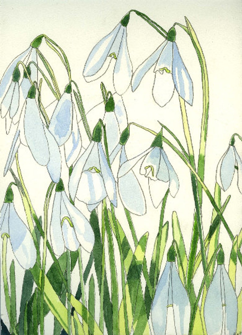 Snowdrops card snowdrops flower card snowdrops painting | Etsy