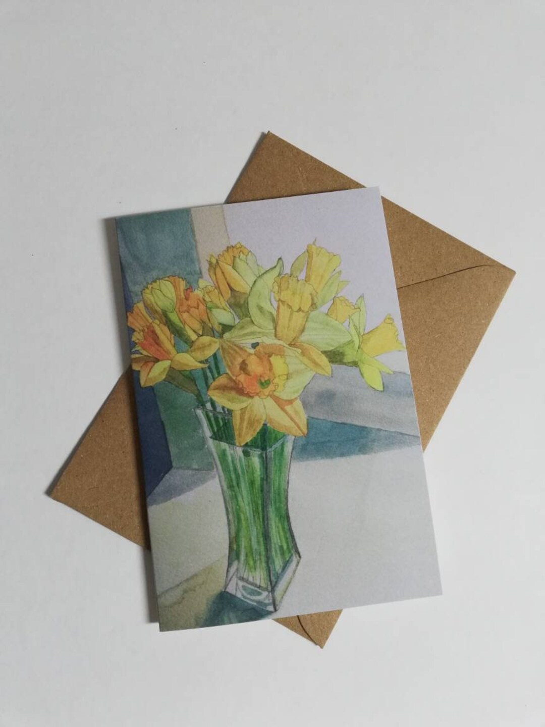 Daffodils Watercolour Blank Greetings Card,blank Daffodils Greetings ...