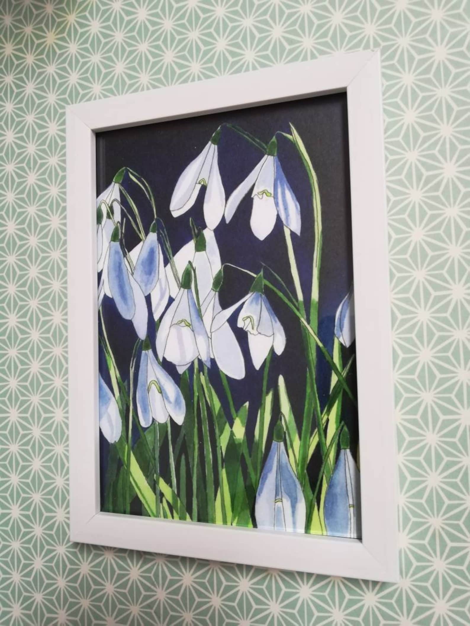 Snowdrops Watercolor Print,framed Snowdrops Print,snowdrops Watercolour ...