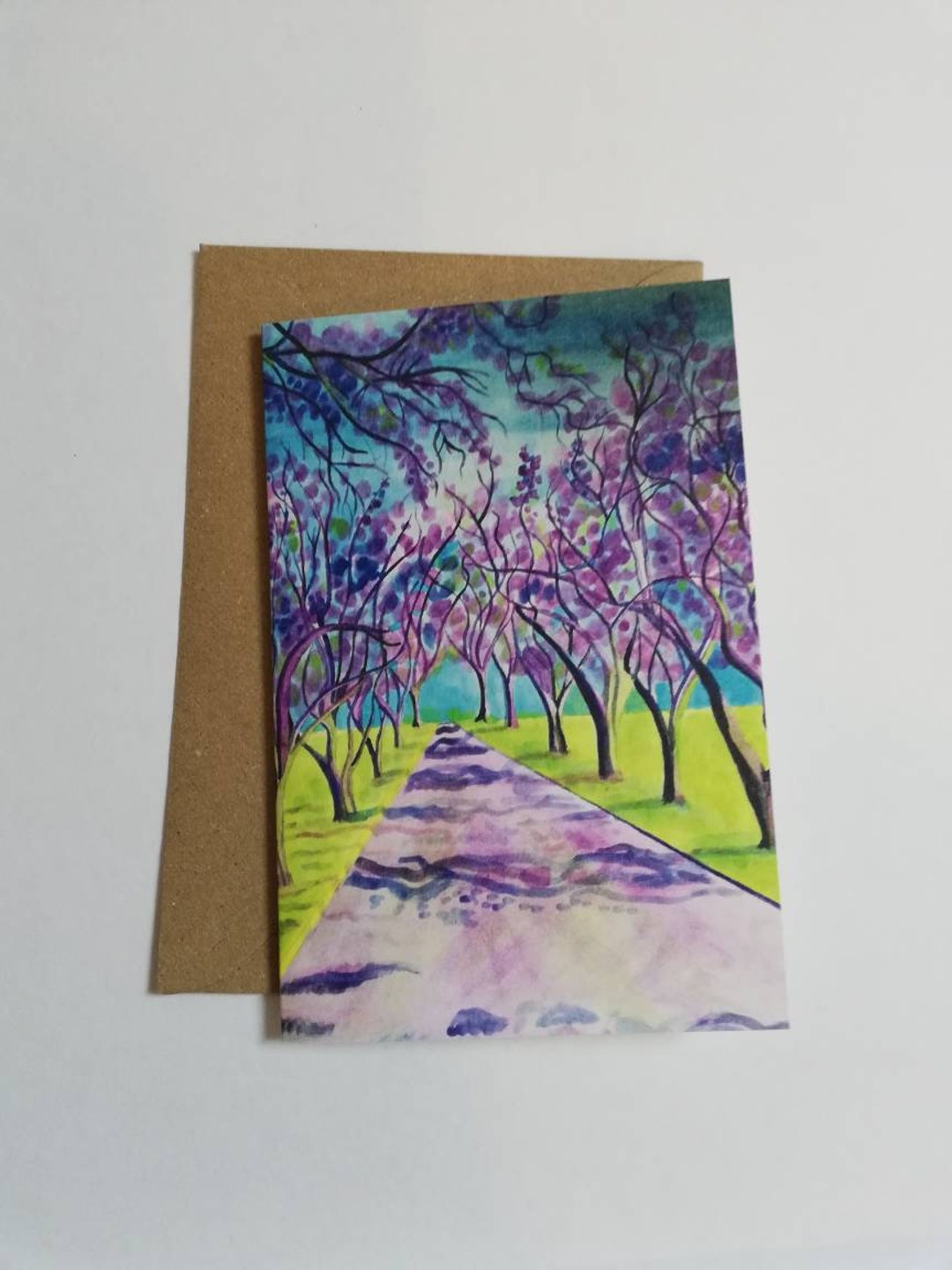Jacaranda Card,jacaranda Painting Card,blank Greetings Card,blank ...