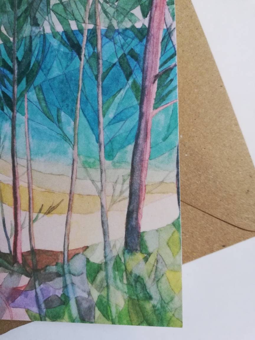 Lake Painting Blank Greetings Card,green Lake Watercolour Card,lake ...