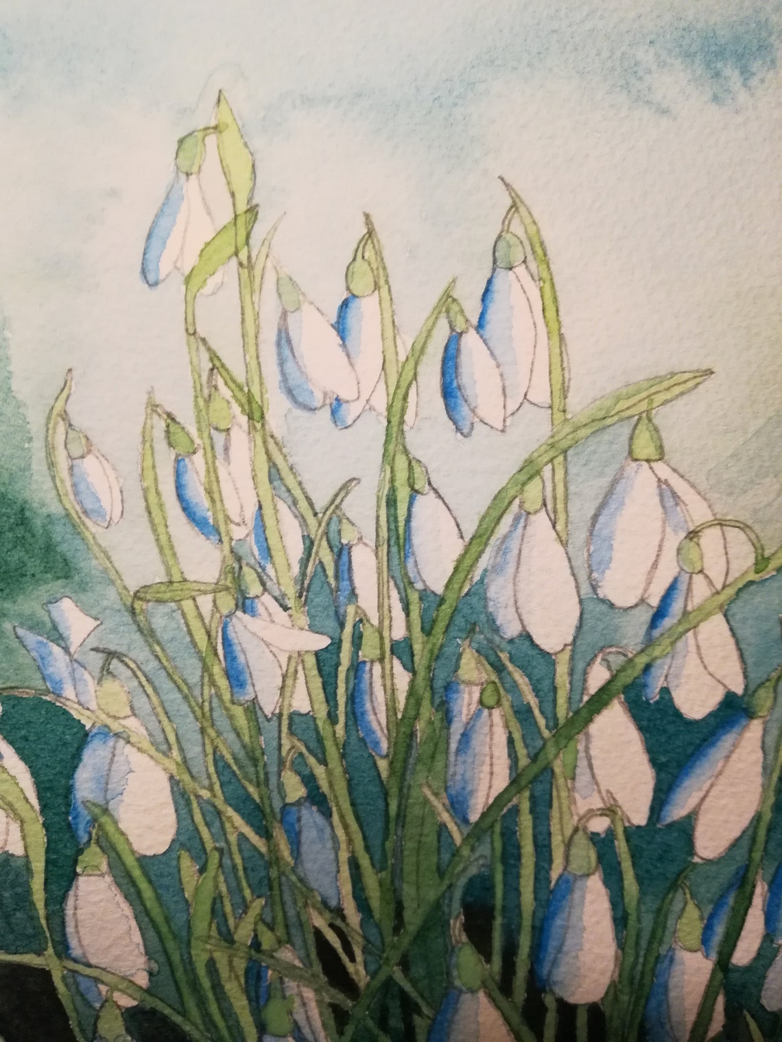 Snowdrops Painting Snowdrops Watercolour Painting Snowdrops - Etsy