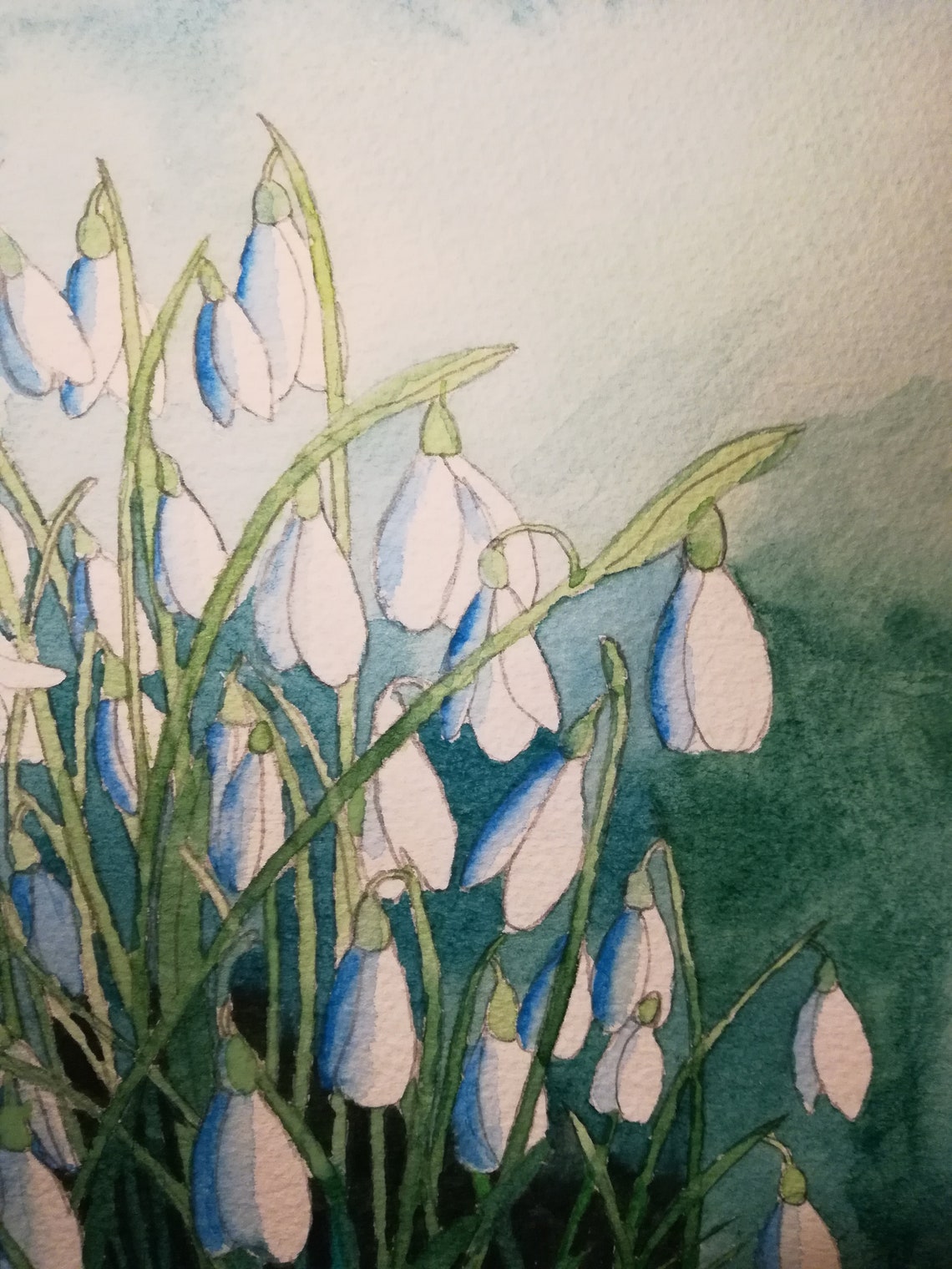 Snowdrops Painting Snowdrops Watercolour Painting Snowdrops - Etsy