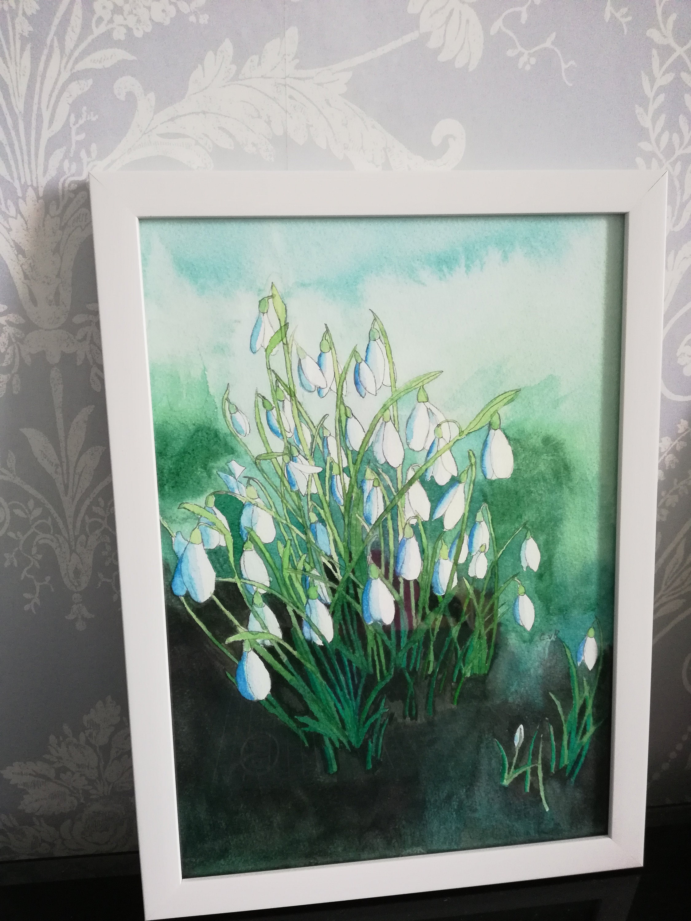 Snowdrops painting snowdrops watercolour painting snowdrops | Etsy