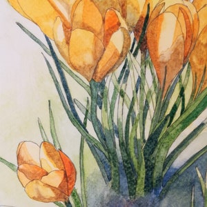 Crocuses Painting,crocuses Watercolour,crocuses Watercolor,orange ...