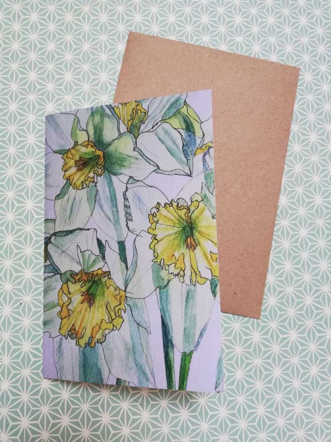 Daffodils Greetings Card, Spring Flowers Greetings Card, Daffodils Card ...