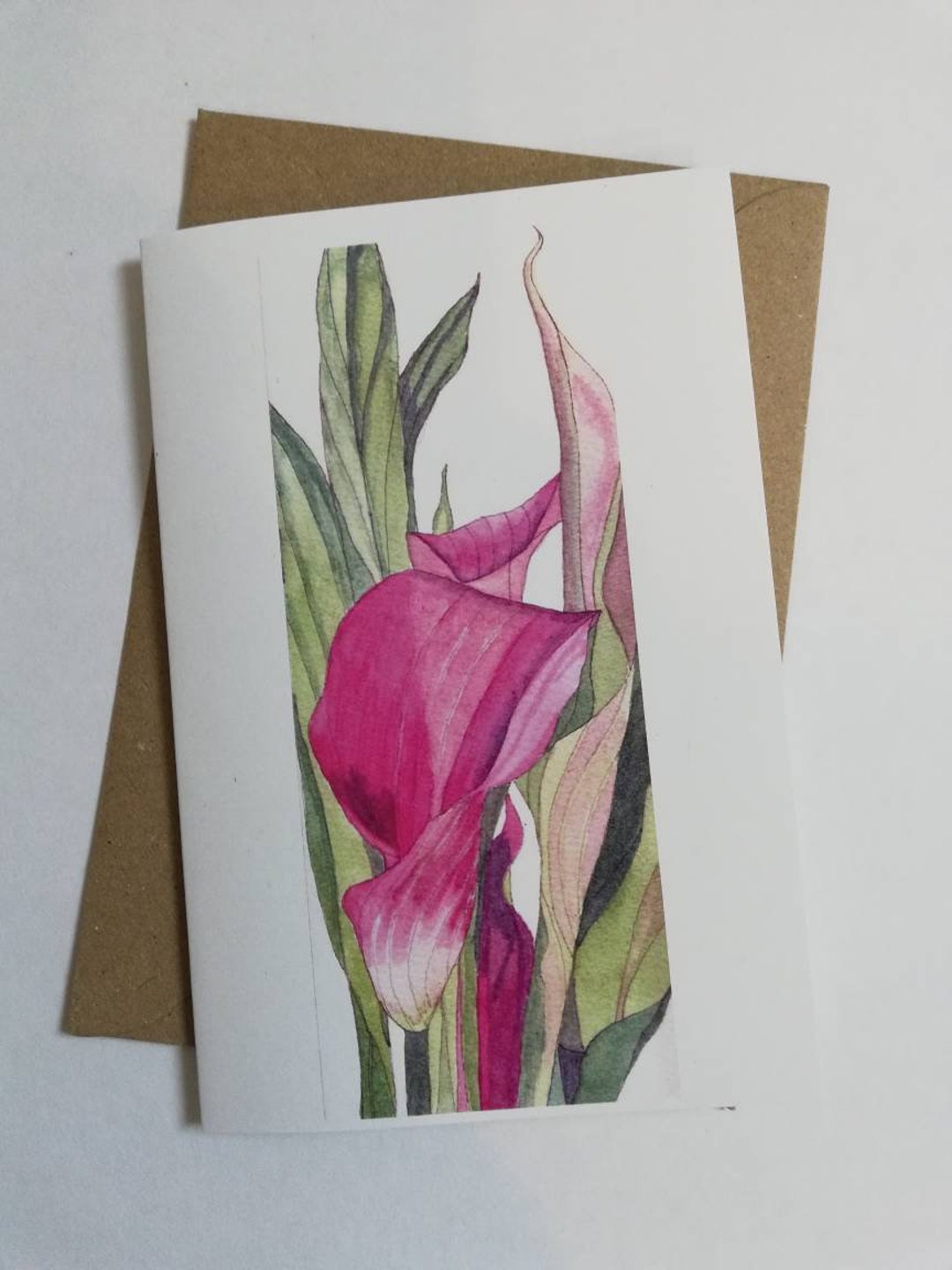 Pink Calla Lilies,calla Lilies Watercolour Blank Greetings Card,pink ...