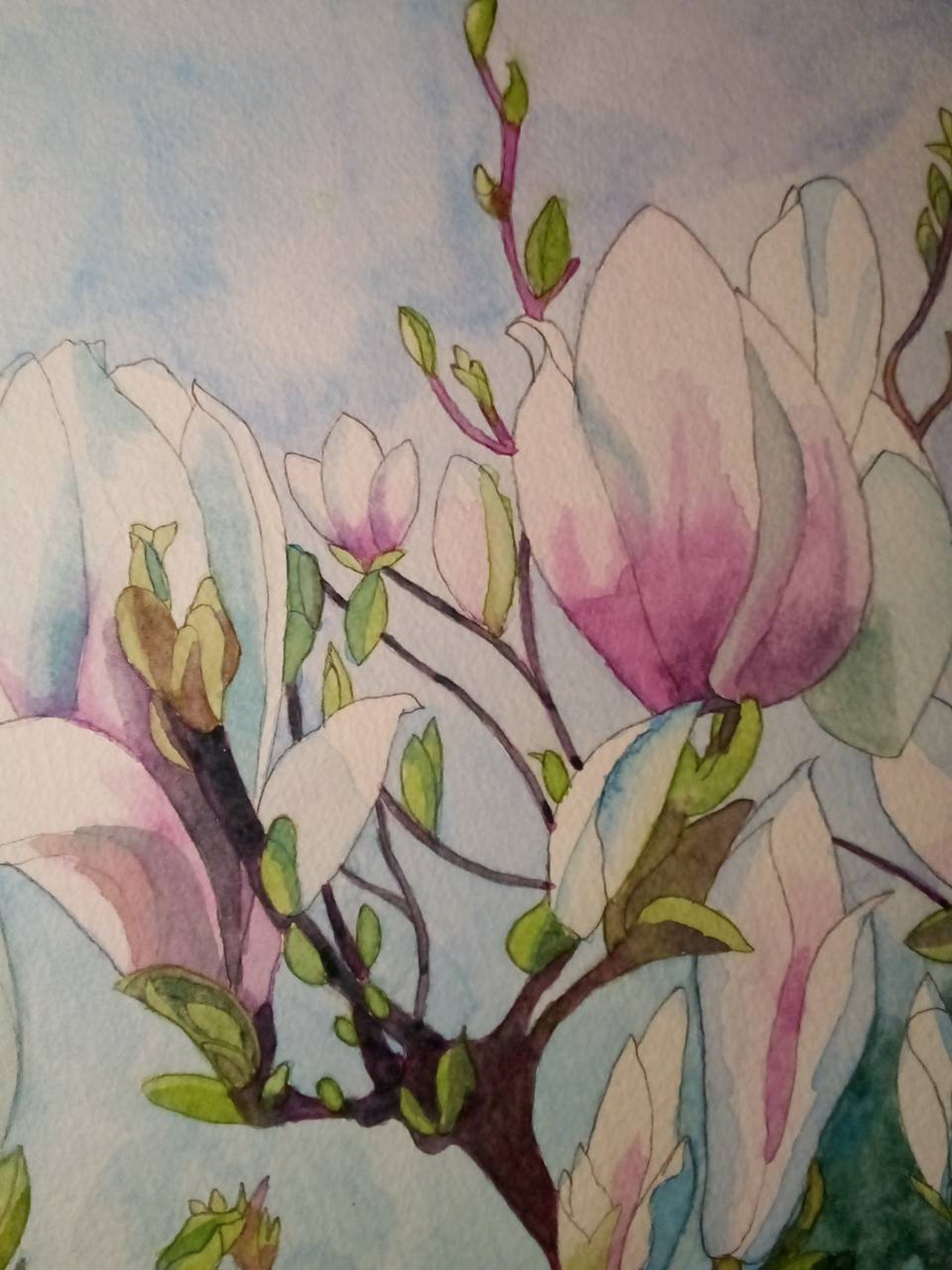 Magnolias Watercolour Paintingmagnolias Wall Artmagnolias - Etsy
