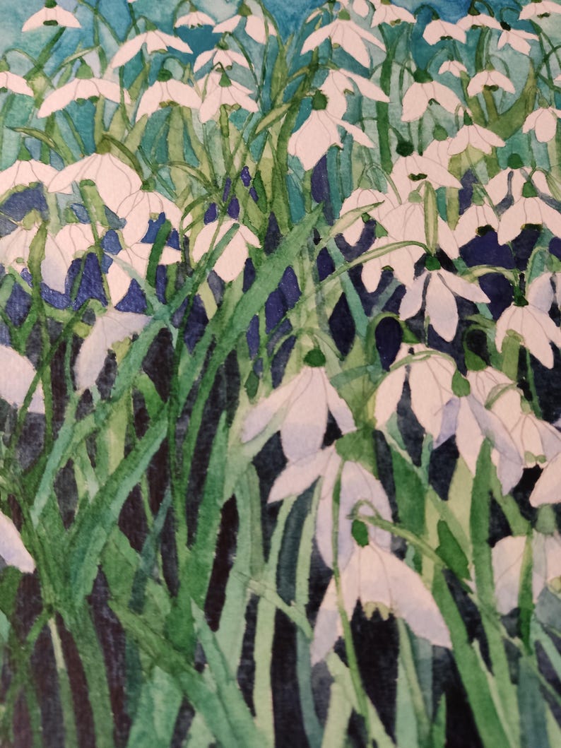 Snowdrops Watercolour Painting,snowdrops Artwork,snowdrops Art ...