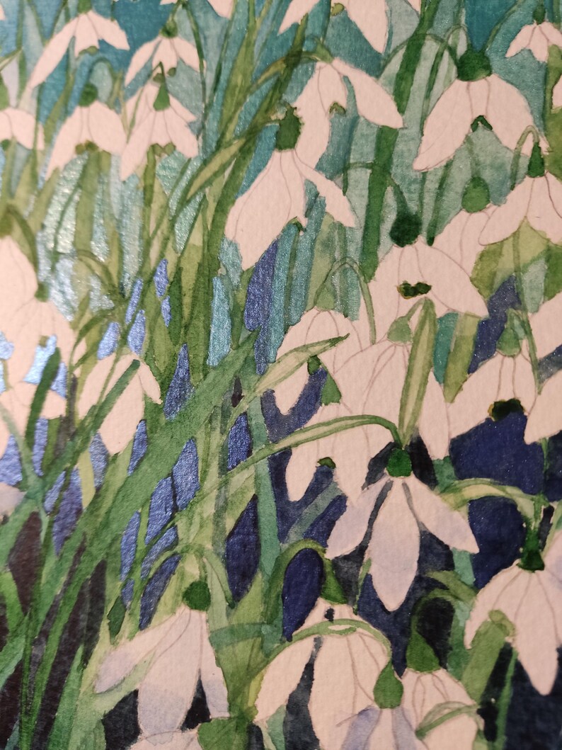 Snowdrops Watercolour Painting,snowdrops Artwork,snowdrops Art ...