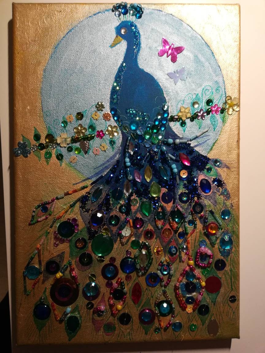 Peacock Painting Mosaic Collage,peacock Artwork, Peacocks,peacock Wall ...