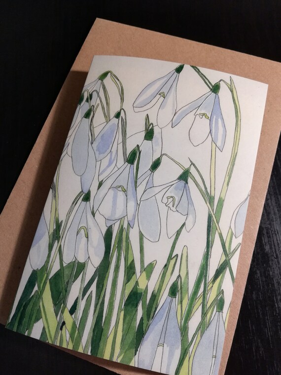 Snowdrops card snowdrops flower card snowdrops painting | Etsy