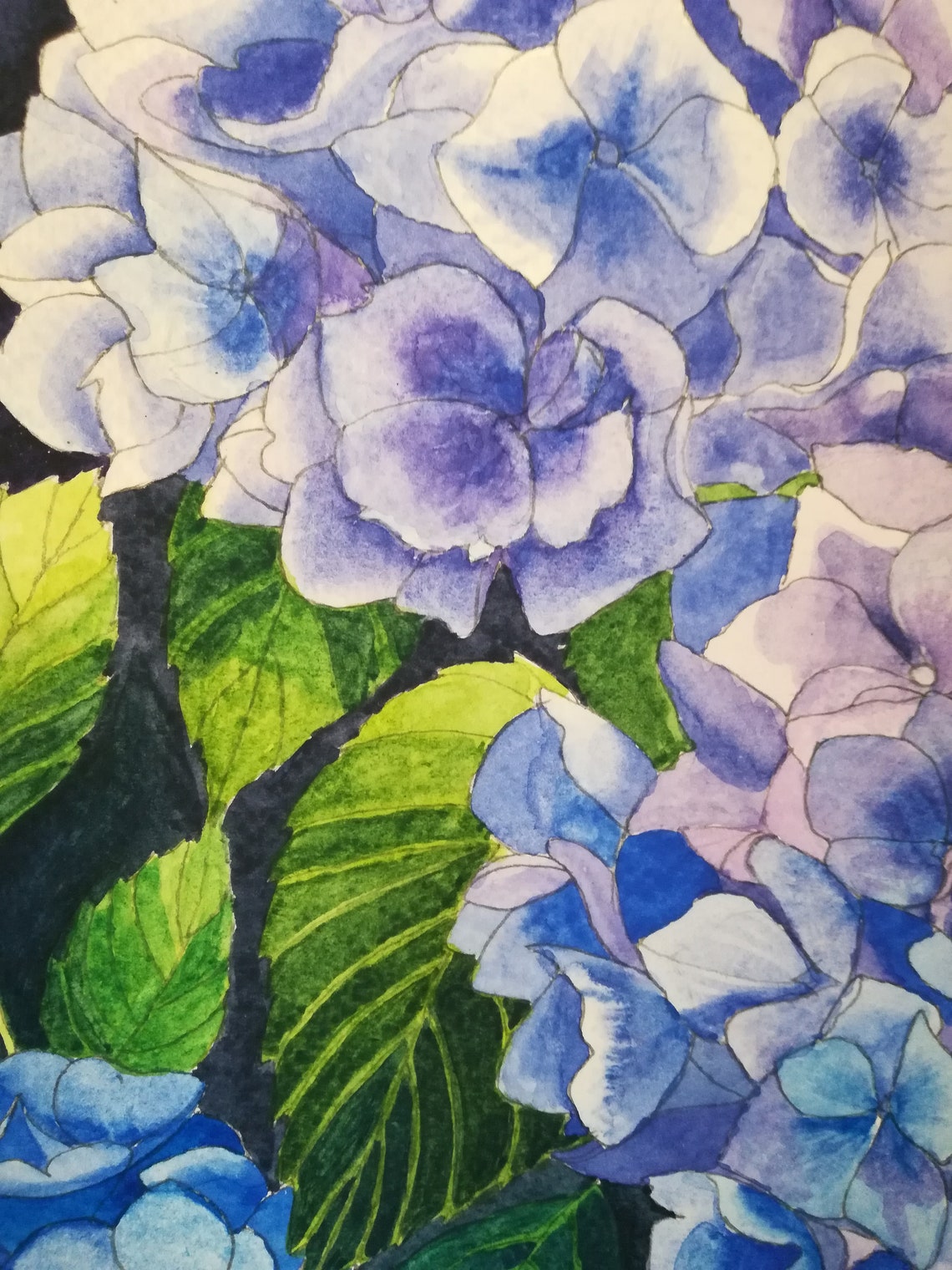 Blue Hydrangeas Watercolour Paintinghydrangeas - Etsy
