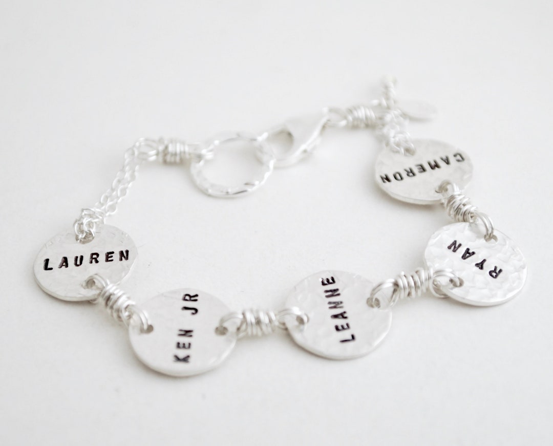 Silver Personalized Name Bracelet - Personalized Hand Stamped - Gift ...