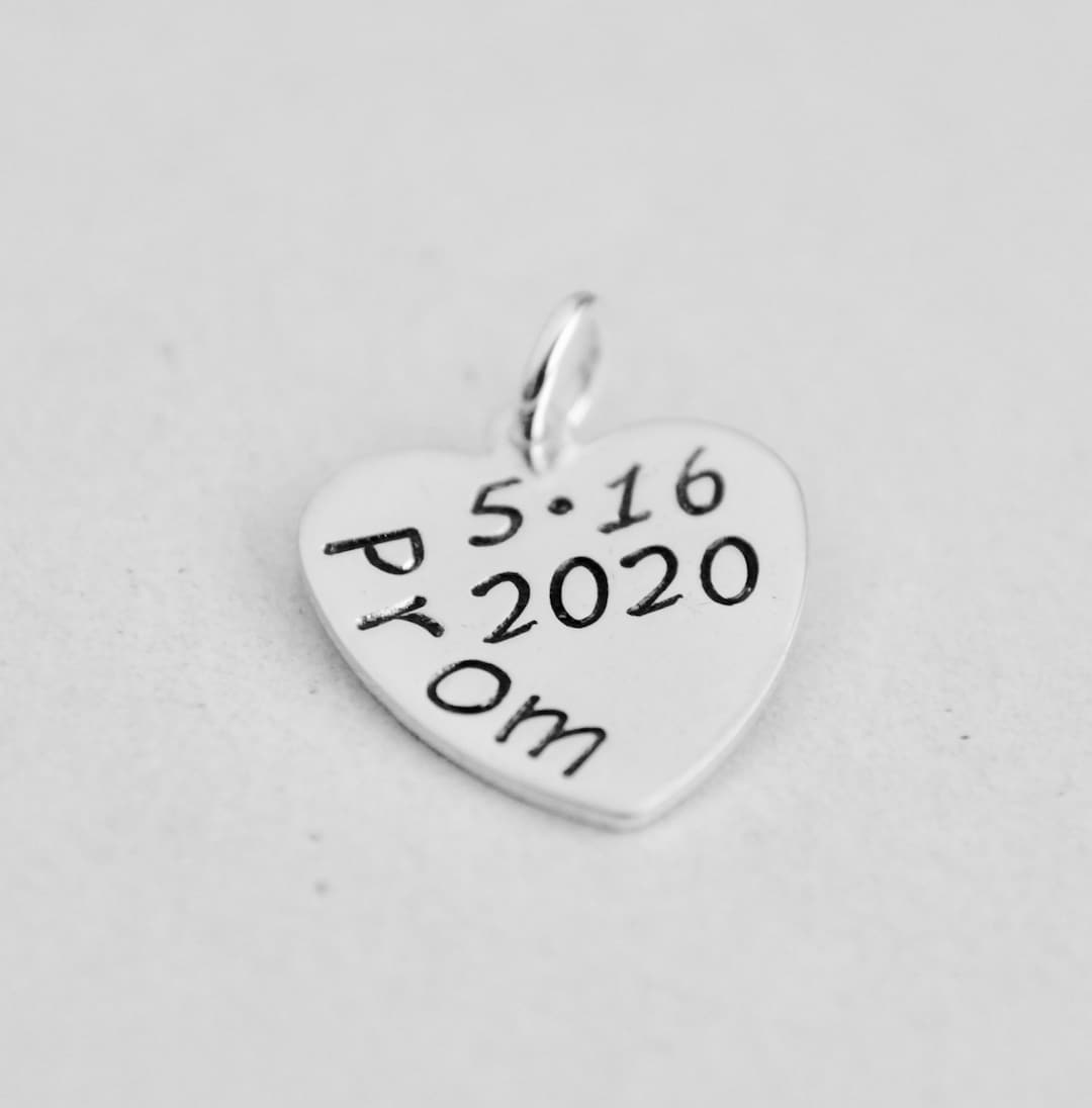 Prom Charm Promposal Custom Date Heart Charm Pendant for Her - Hand ...