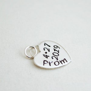 Prom Charm Promposal Custom Date Heart Charm Pendant for Her - Hand ...