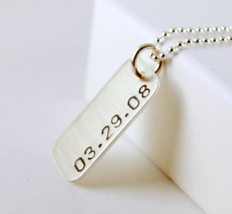 Date Necklace Custom Anniversary Necklace Custom Hand Stamped | Etsy