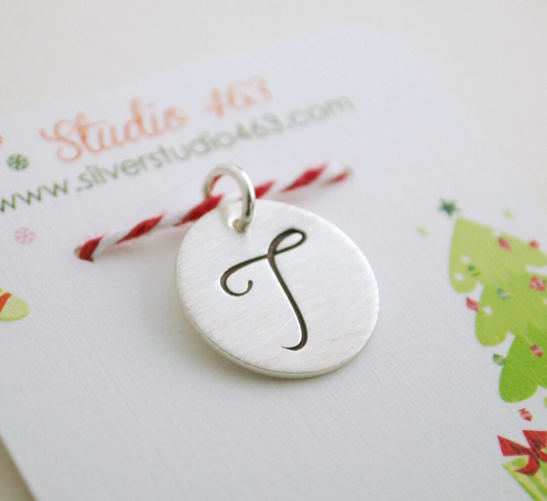 Letter Charm Hand Stamped Sterling Silver Initial - Christmas Gift ...