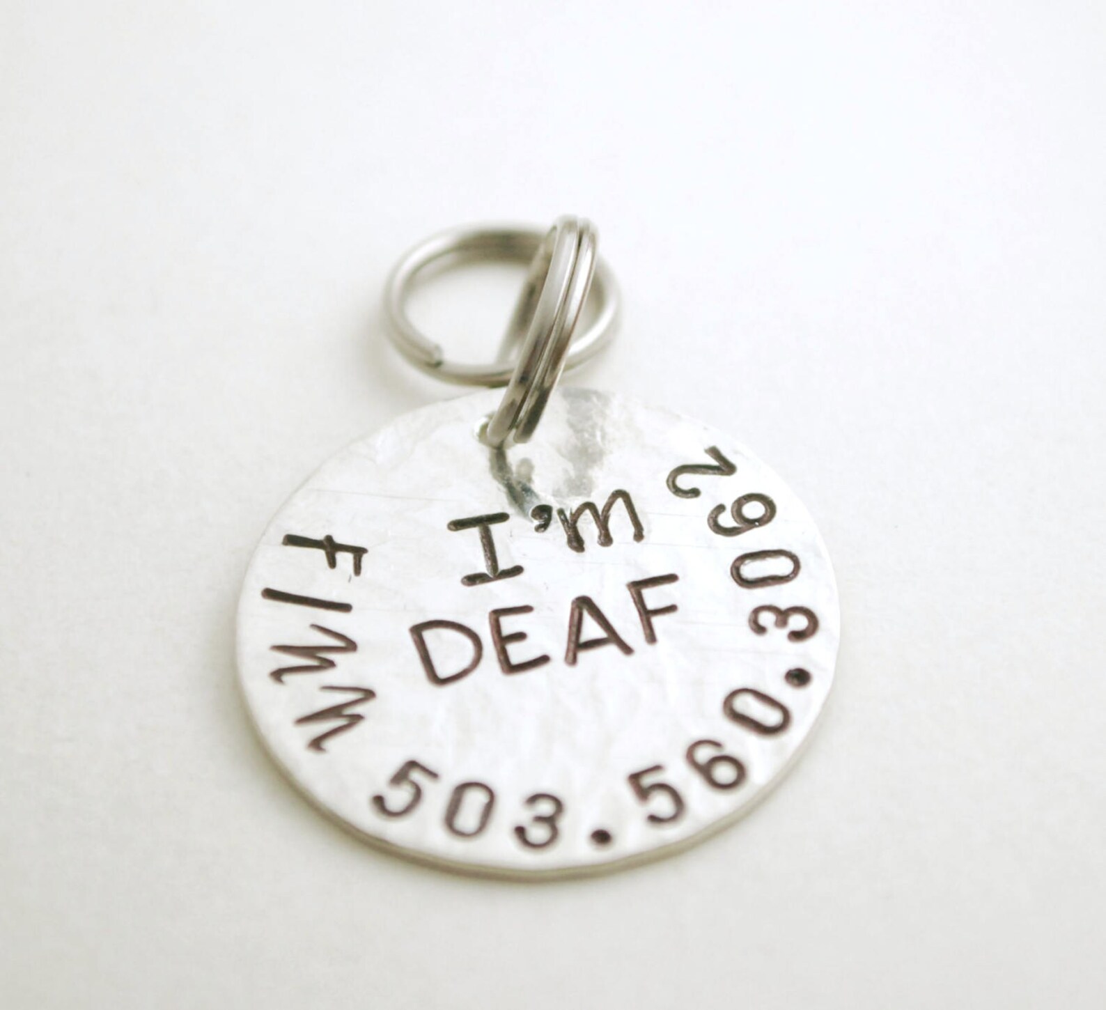 Deaf Dog Personalized ID Tag Hand Stamped Pet ID Tag Custom - Etsy