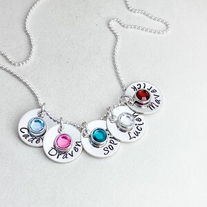 Personalized Mom Necklace Hand Stamped Five Name Necklace - Etsy