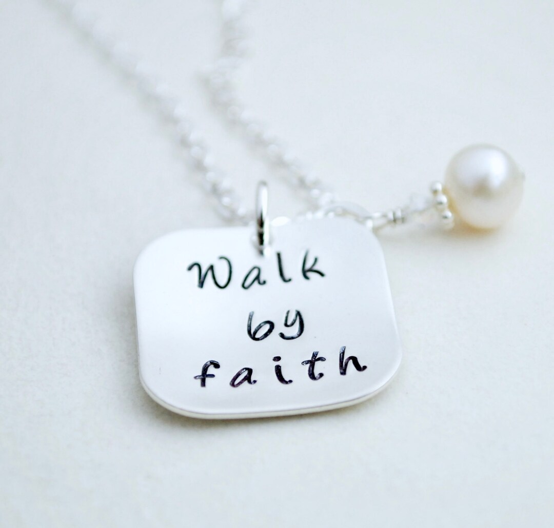 Hand Stamped Sterling Silver Christian Necklace: Faith Jewelry ...