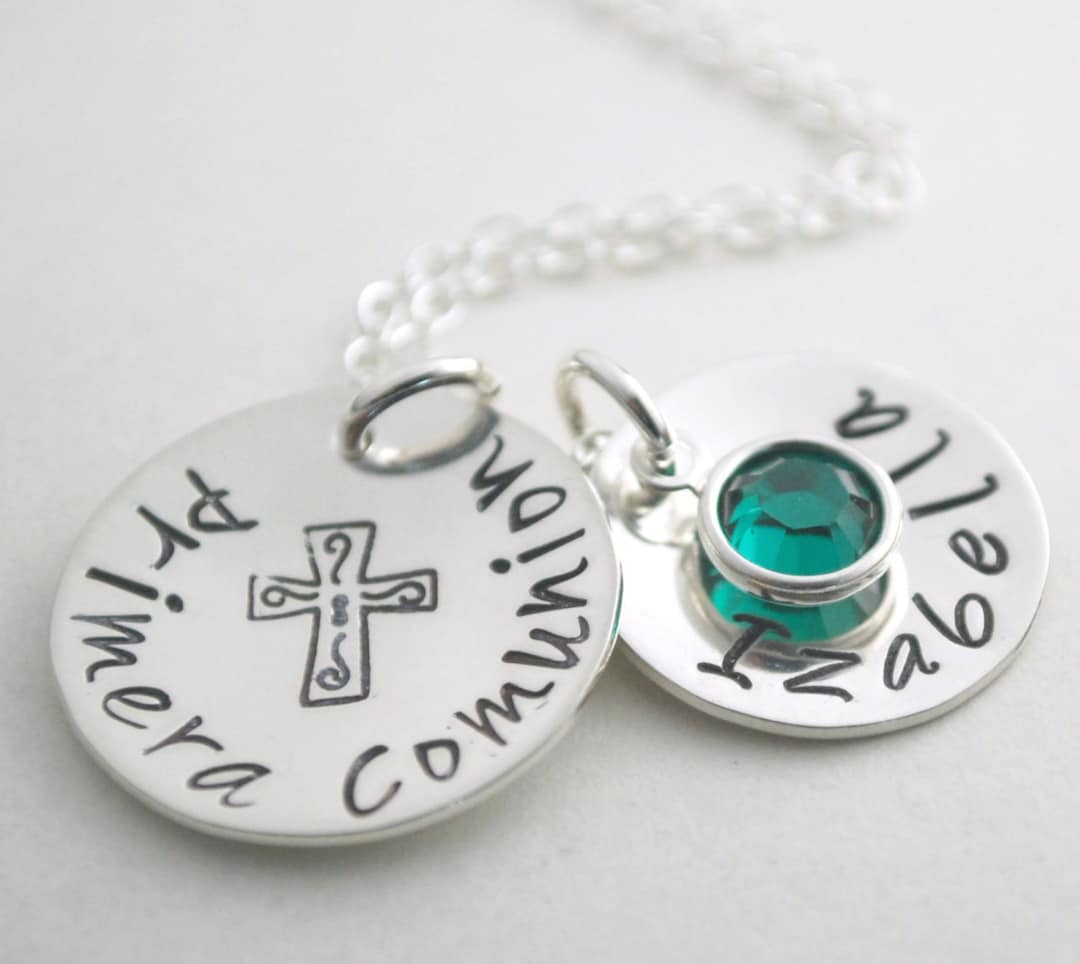 Primera Comunion Necklace First Communion Hand Stamped Necklace With ...