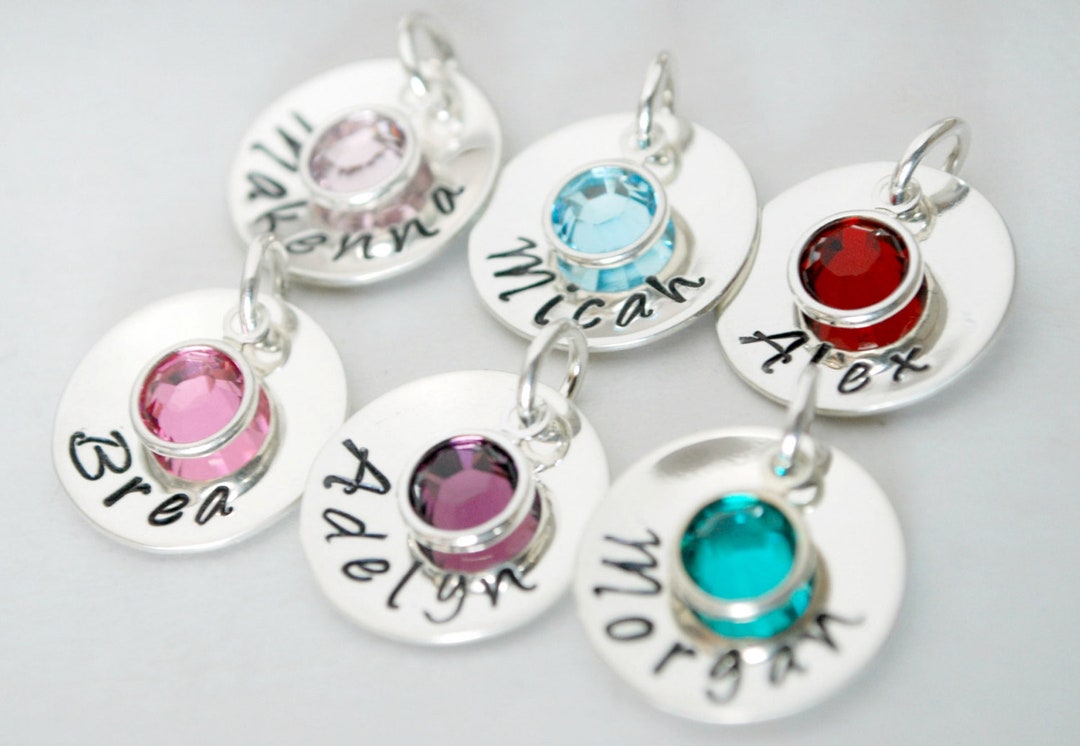 Stamped Silver Name Charm Custom Personalized Baby Kids Name Pendant ...