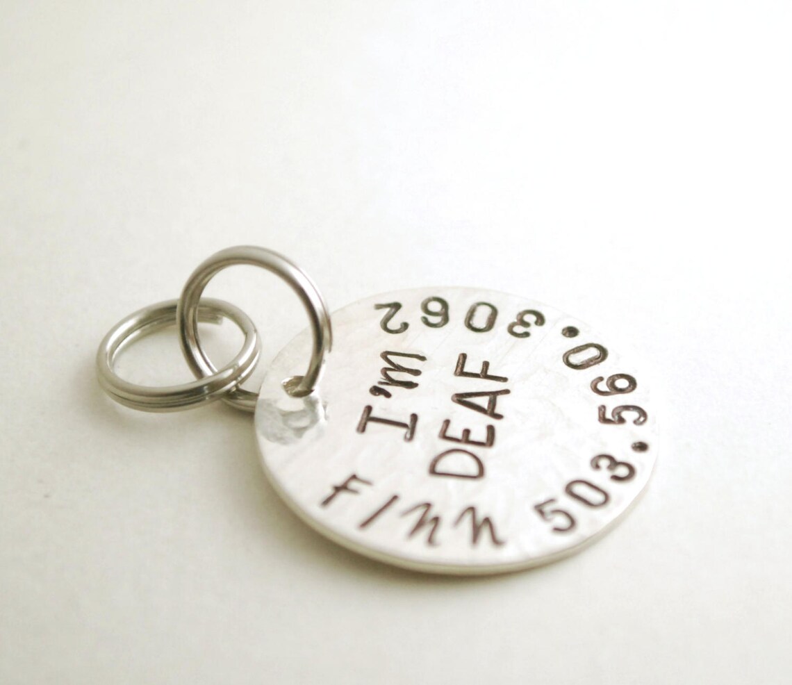 Deaf Dog Personalized ID Tag Hand Stamped Pet ID Tag Custom - Etsy