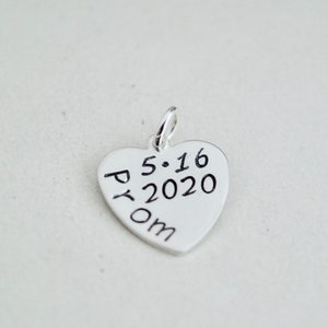 Prom Charm Promposal Custom Date Heart Charm Pendant for Her - Hand ...
