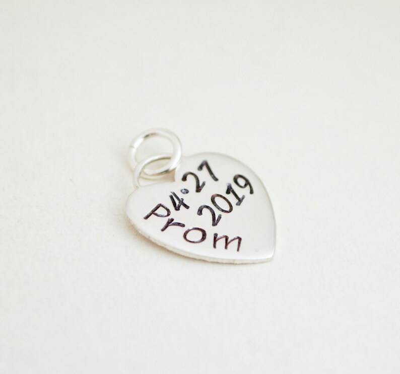 Prom Charm Promposal Custom Date Heart Charm Pendant for Her - Etsy