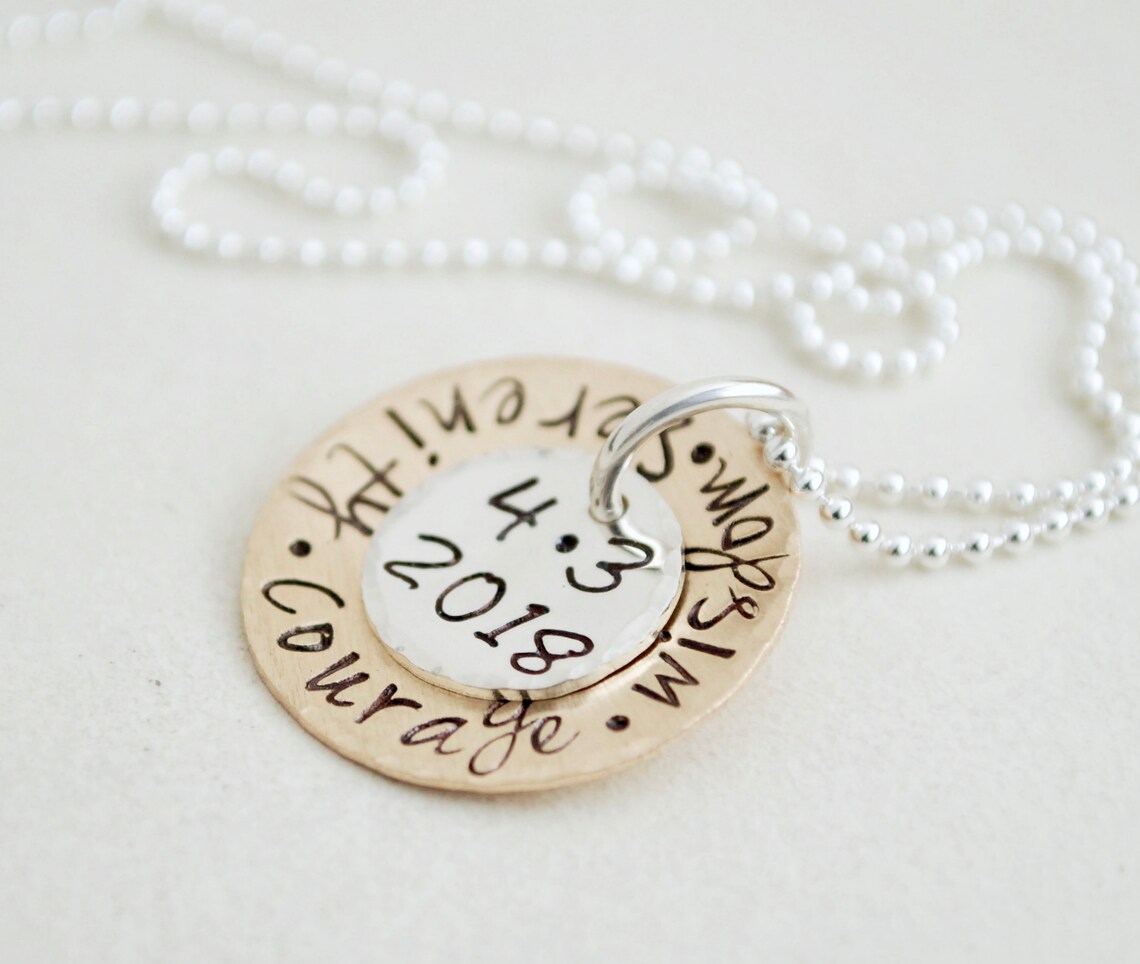 Custom Anniversary Date Necklace Hand Stamped and Personalized Sobriety ...