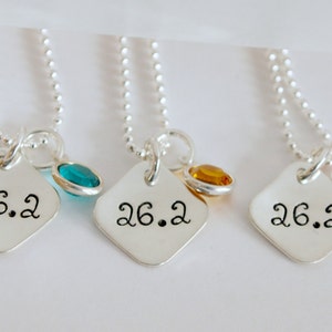 Custom Run Necklace Running Jewelry With Custom Birthstone Hand Stamped ...