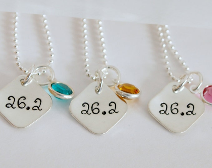 Custom Run Necklace Running Jewelry With Custom Birthstone Hand Stamped ...
