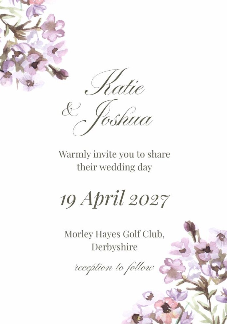 A6 Wedding Invitation Template - Etsy