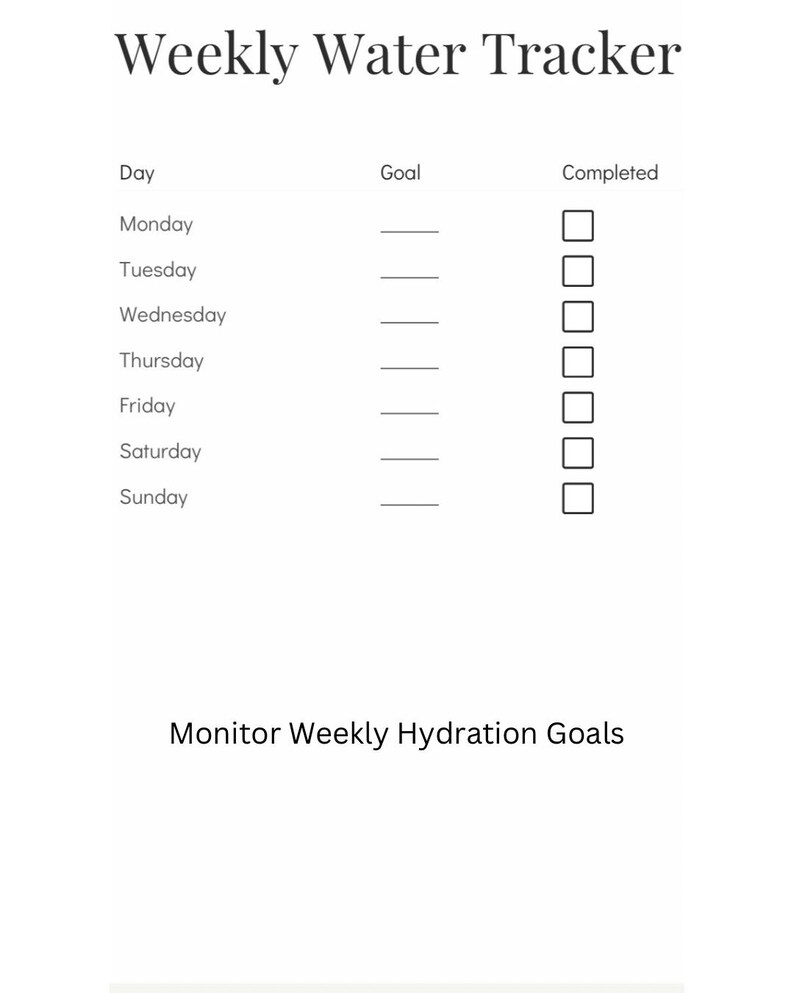 Daily Water Intake Tracker Printable PDF | Hydration Log Planner ...