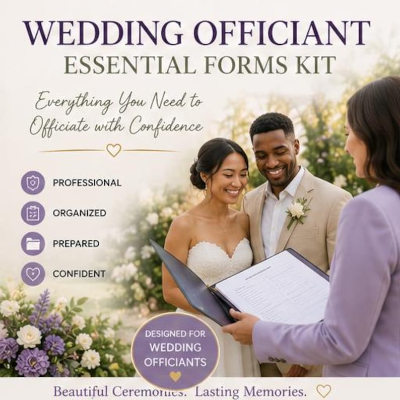 Wedding Officiant Kit | 18 Ceremony Scripts Templates and Forms ...