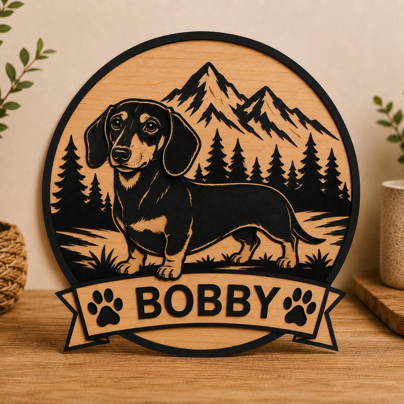 Personalized Dachshund Dog House Sign SVG | Custom Pet Name Sign ...