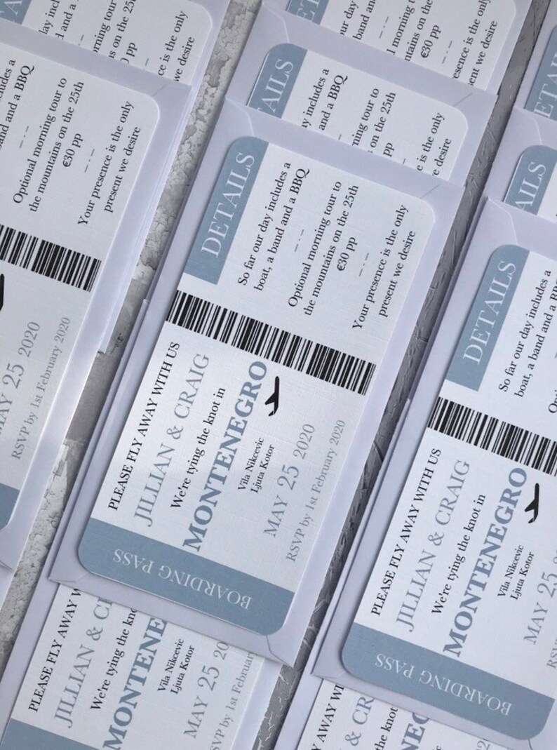 Boarding Pass Printed Wedding Invitation Sample - Etsy UK
