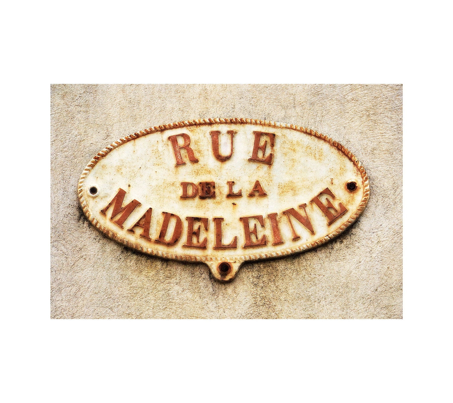 French Street Sign Photo, Travel Photography, Urban City, Beige, Rust ...