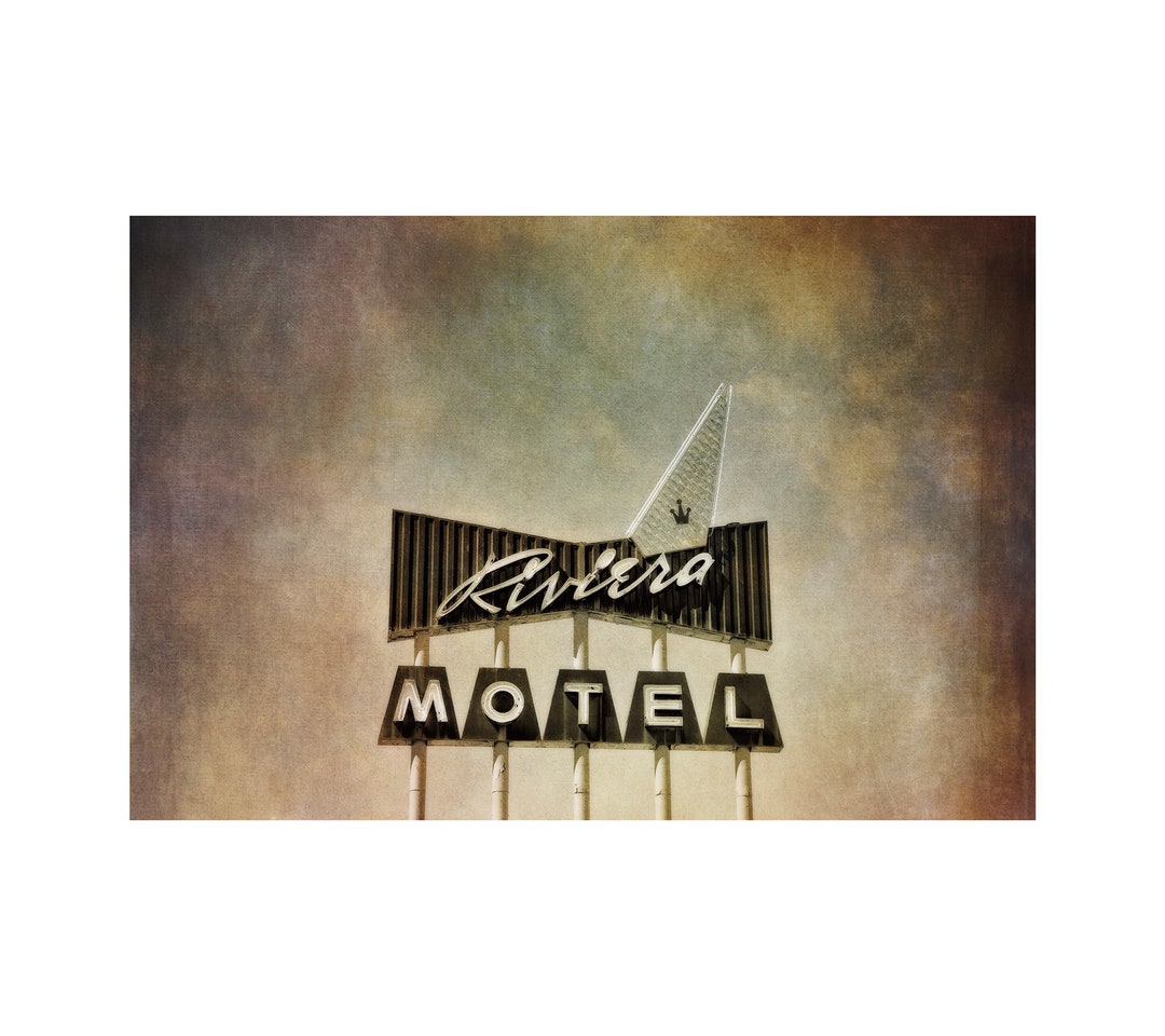Vintage Neon Sign Photo, Riviera Motel Sign, Retro Decor, Road Trip ...
