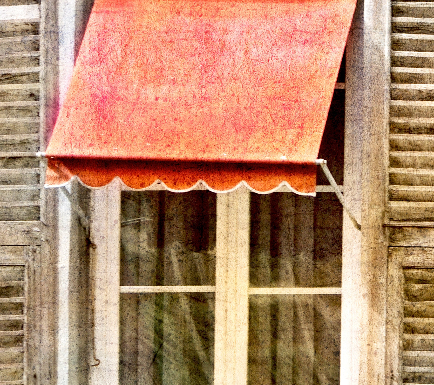Red Awning Photo, Windows and Doors, Rustic Decor, Weathered Shutters ...