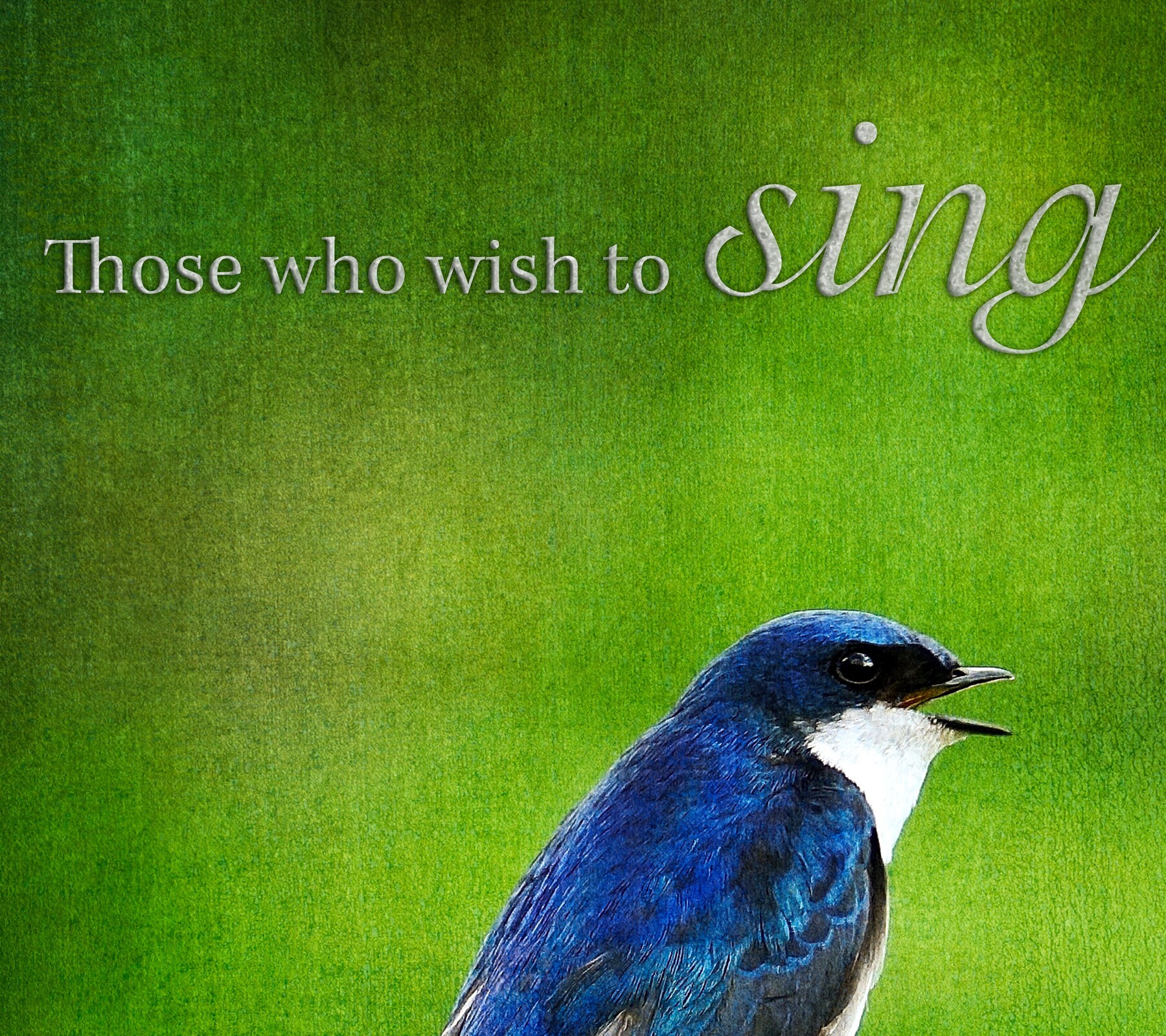 Wish to Sing, Inspirational Quote, Bird, Ypography, Cottage Decor ...