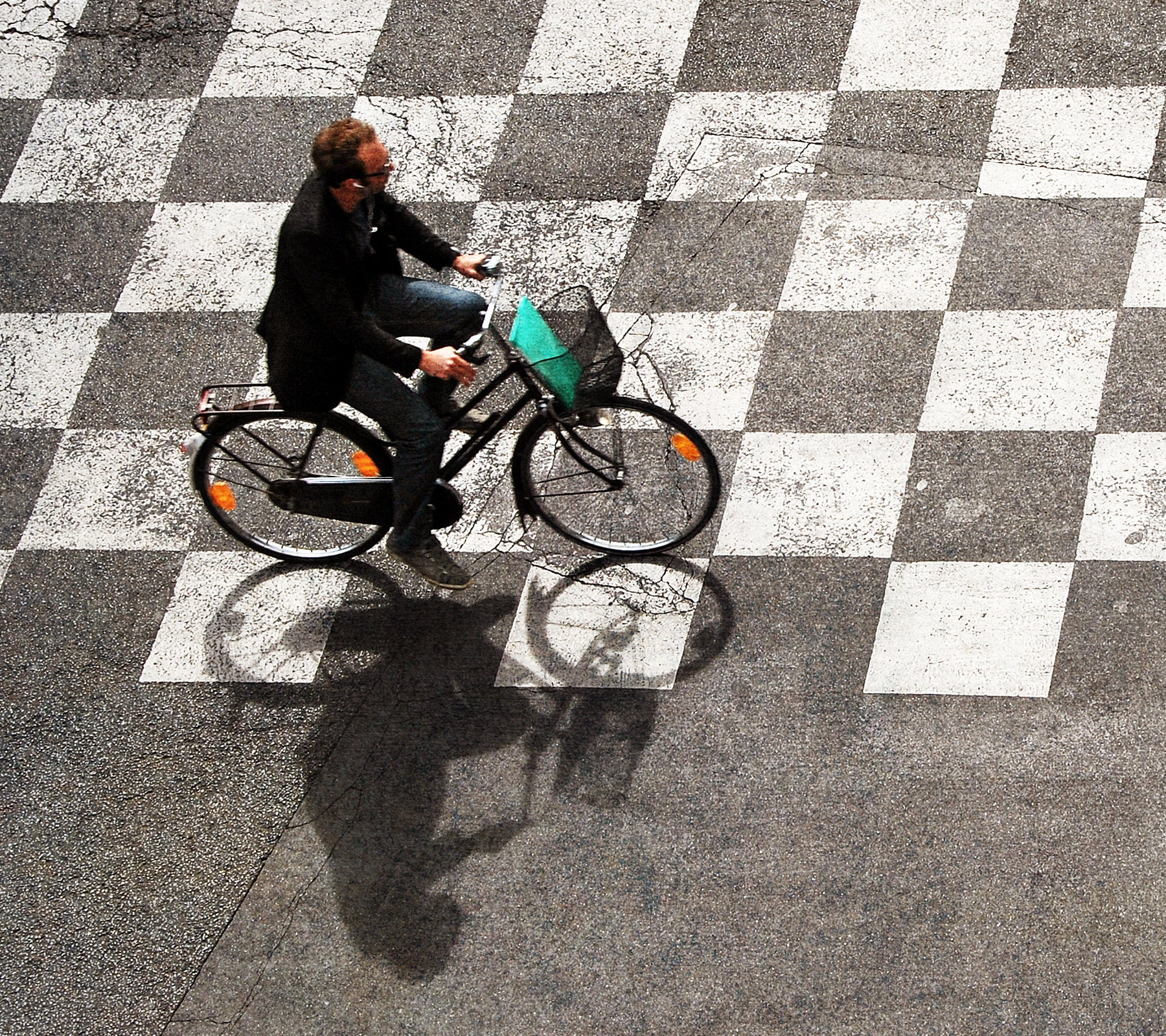 Paris Checkerboard Photo, French Cyclist, Black and White, Travel ...