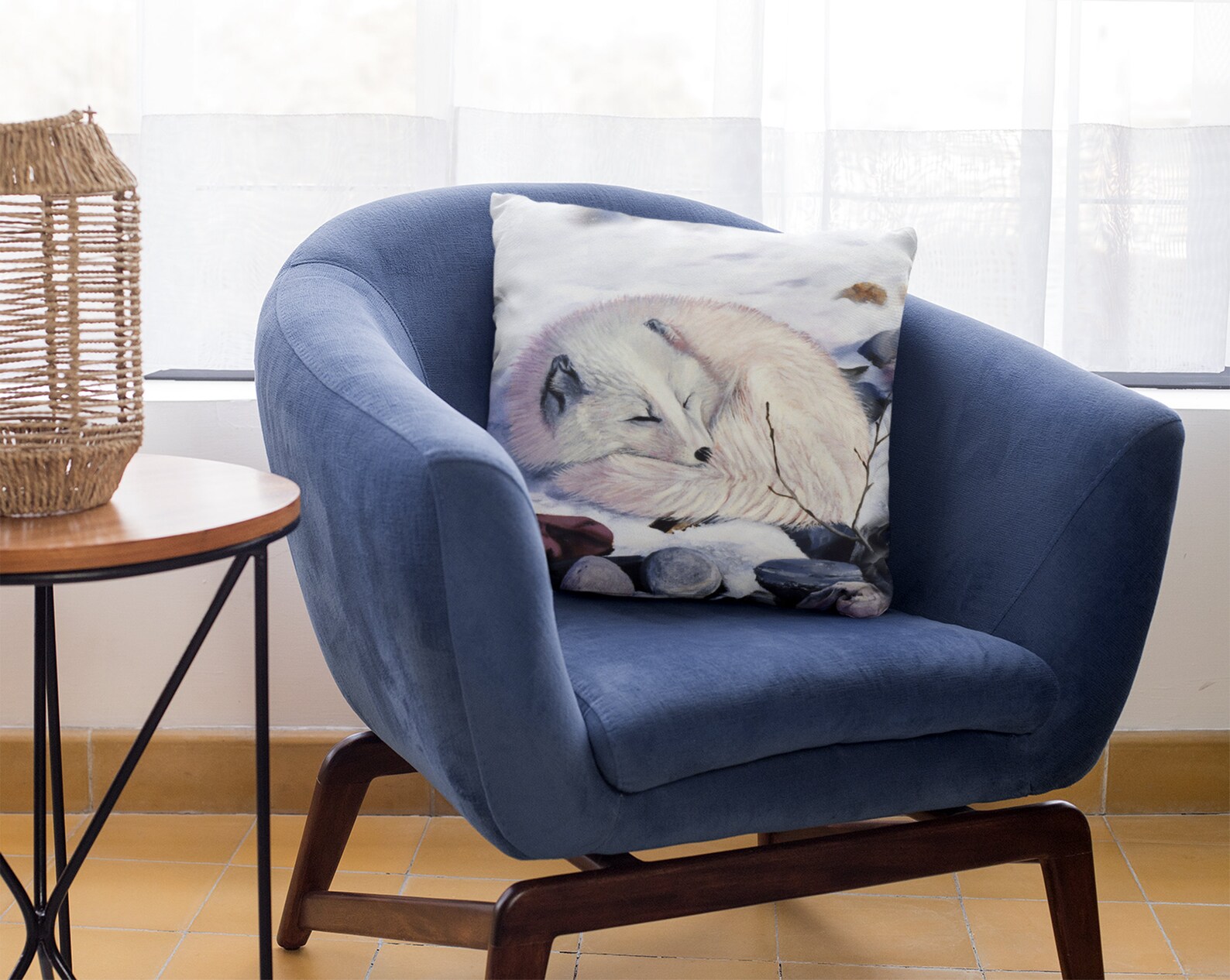 Arctic Fox Throw Pillow, Fox Pillow, Decorative Pillows, Housewarming ...