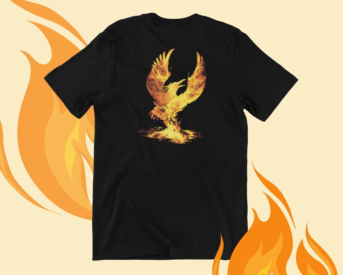 Phoenix Rising T Shirt Fire Bird Of Rebirth Tee Mythic Etsy