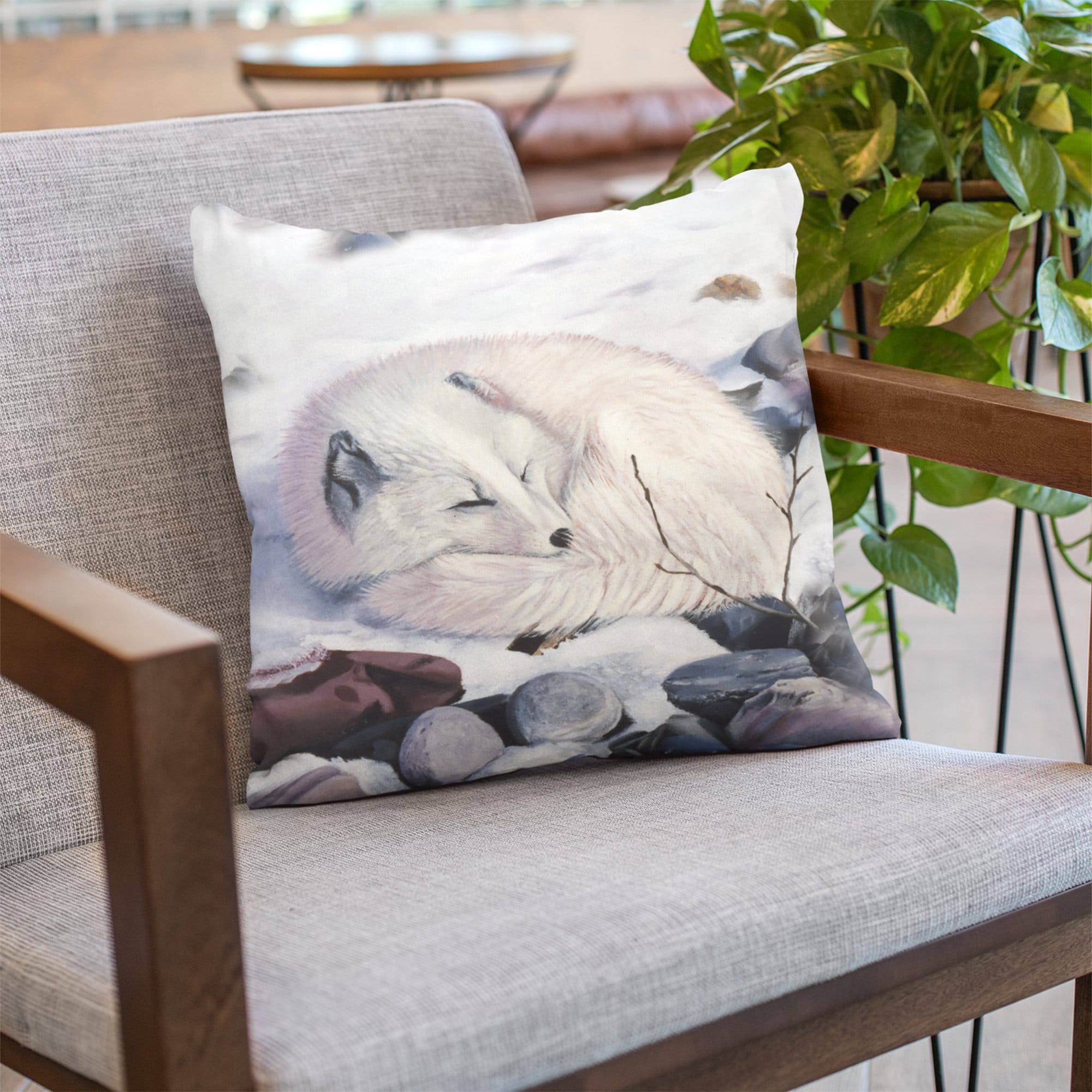 Arctic Fox Throw Pillow, Fox Pillow, Decorative Pillows, Housewarming ...