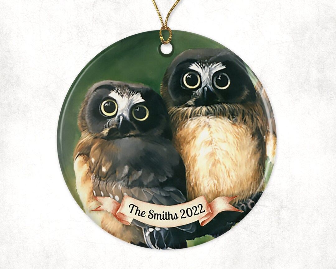 Personalized Owls Porcelain Ornament, Owl Lover Gifts, Christmas ...